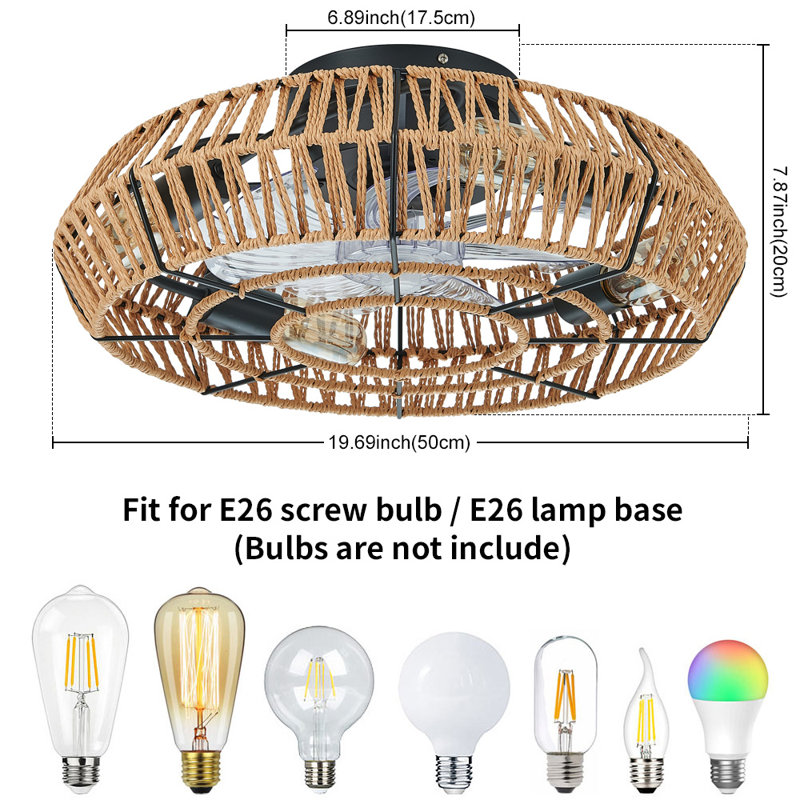 Bay Isle Home Mattawan 19.6"- 4 Light 7 Blade Caged Ceiling Fan with Remote Control and Light ...